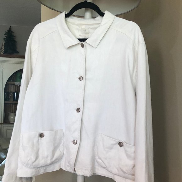 J. Jill | Jackets & Coats | Jjill Cream Linen Jacket Fully Lined | Poshmark